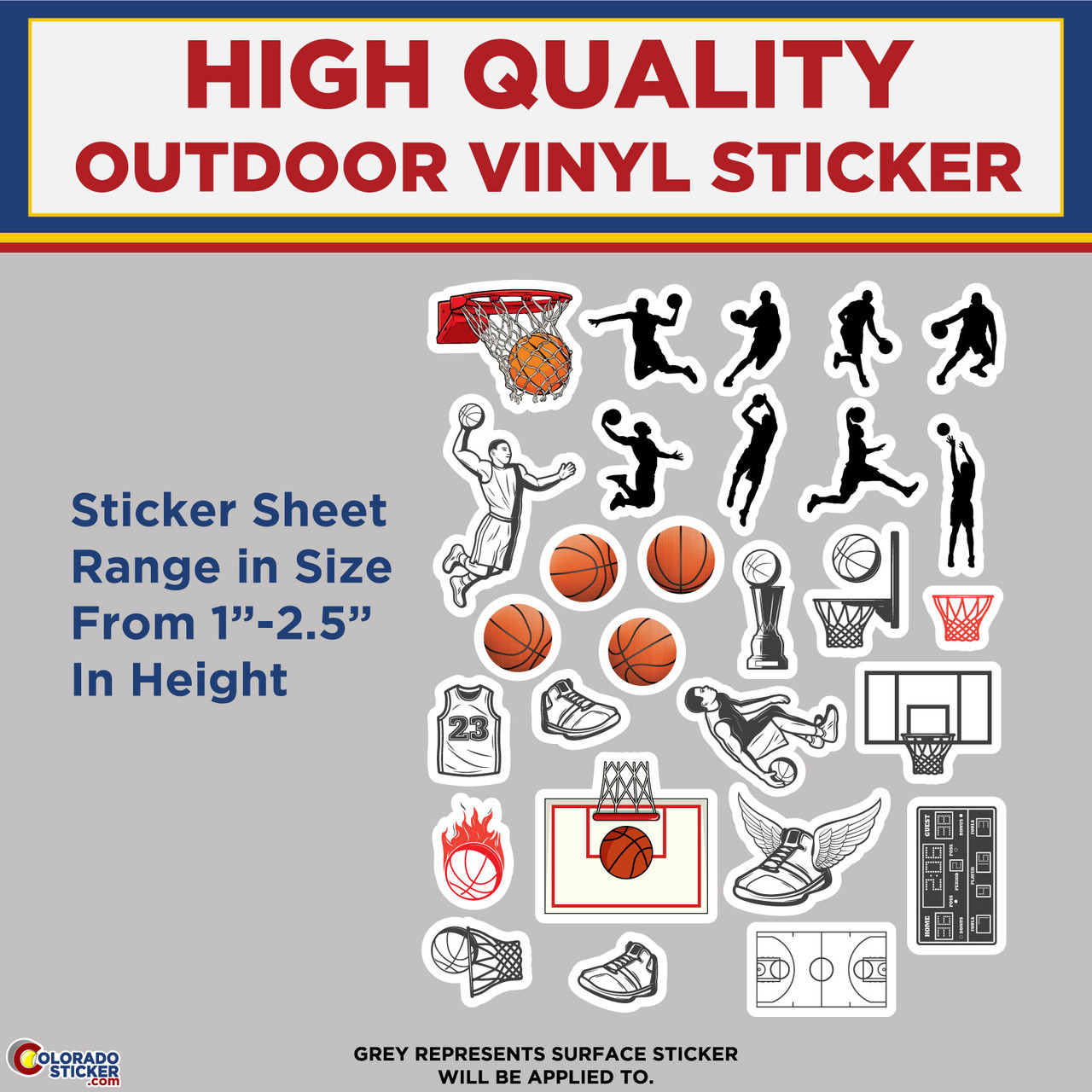 Basketball Sticker Sheet, High Quality Vinyl Stickers