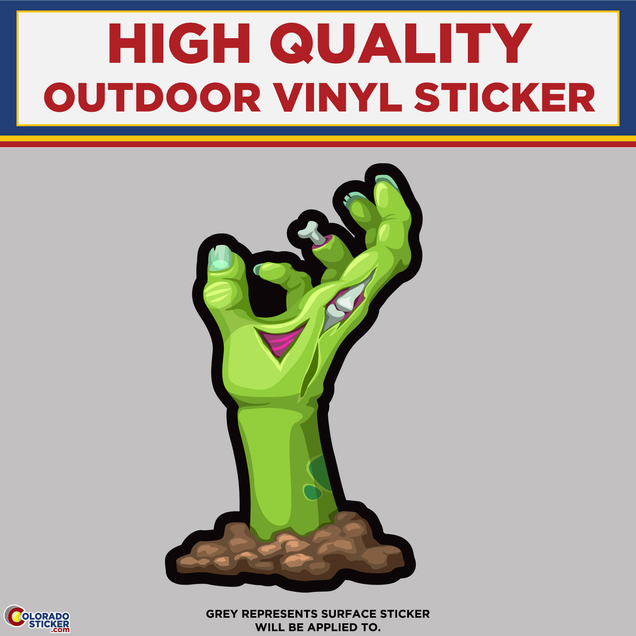 Zombie Hand Grabbing Missing Fingertip, High Quality Vinyl Stickers