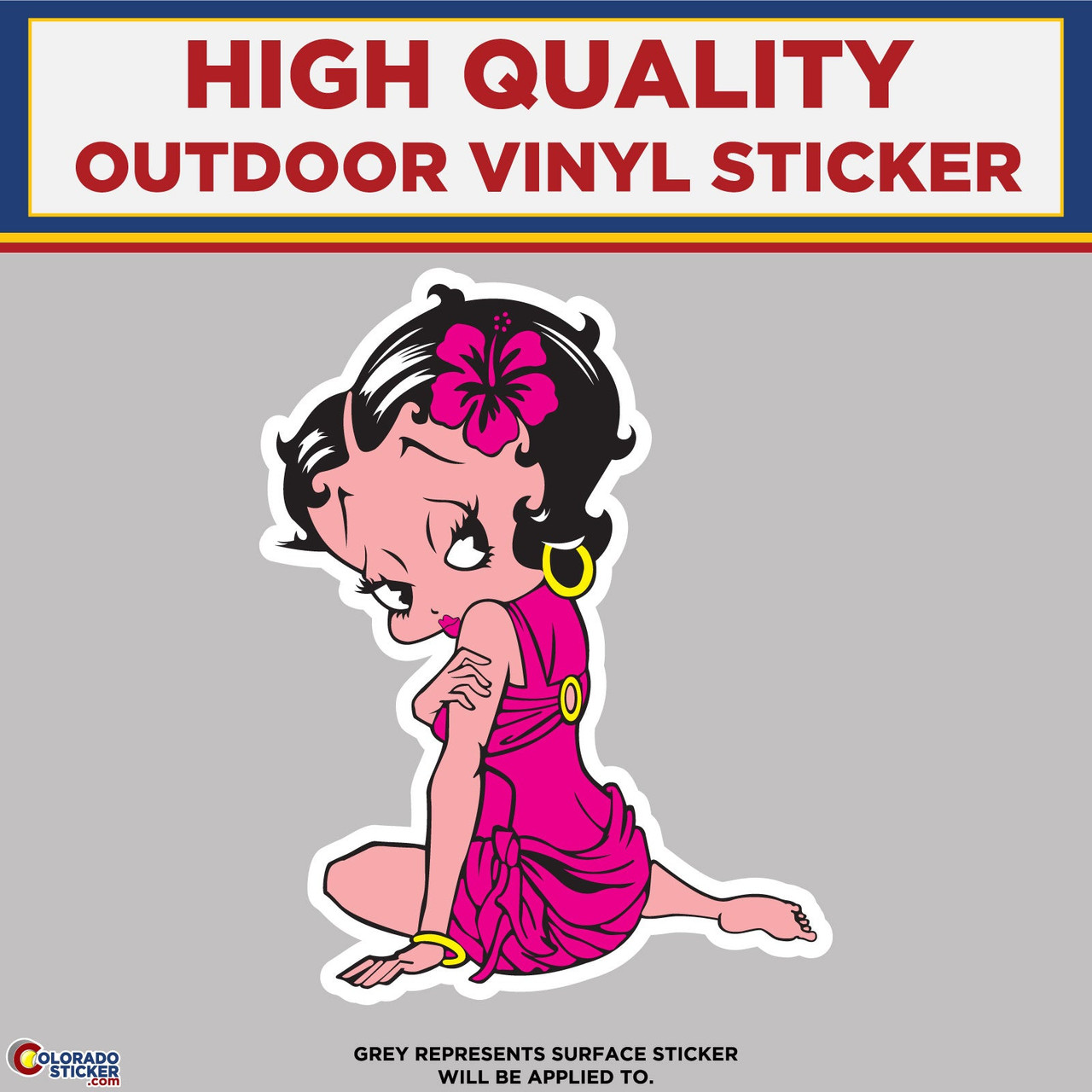 Like Betty Boop Sitting Down, High Quality Vinyl Stickers