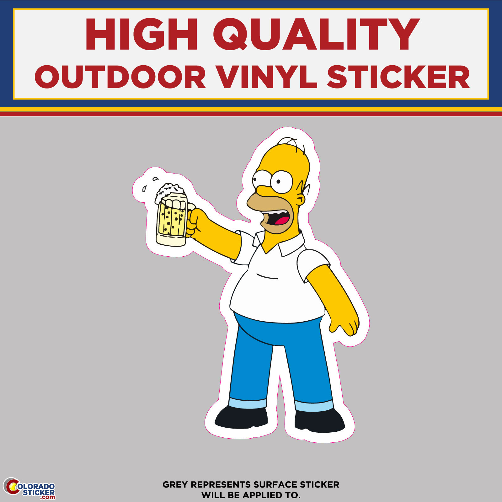 Homer Simpson Holding Beer From The Simpsons, High Quality Vinyl Stickers