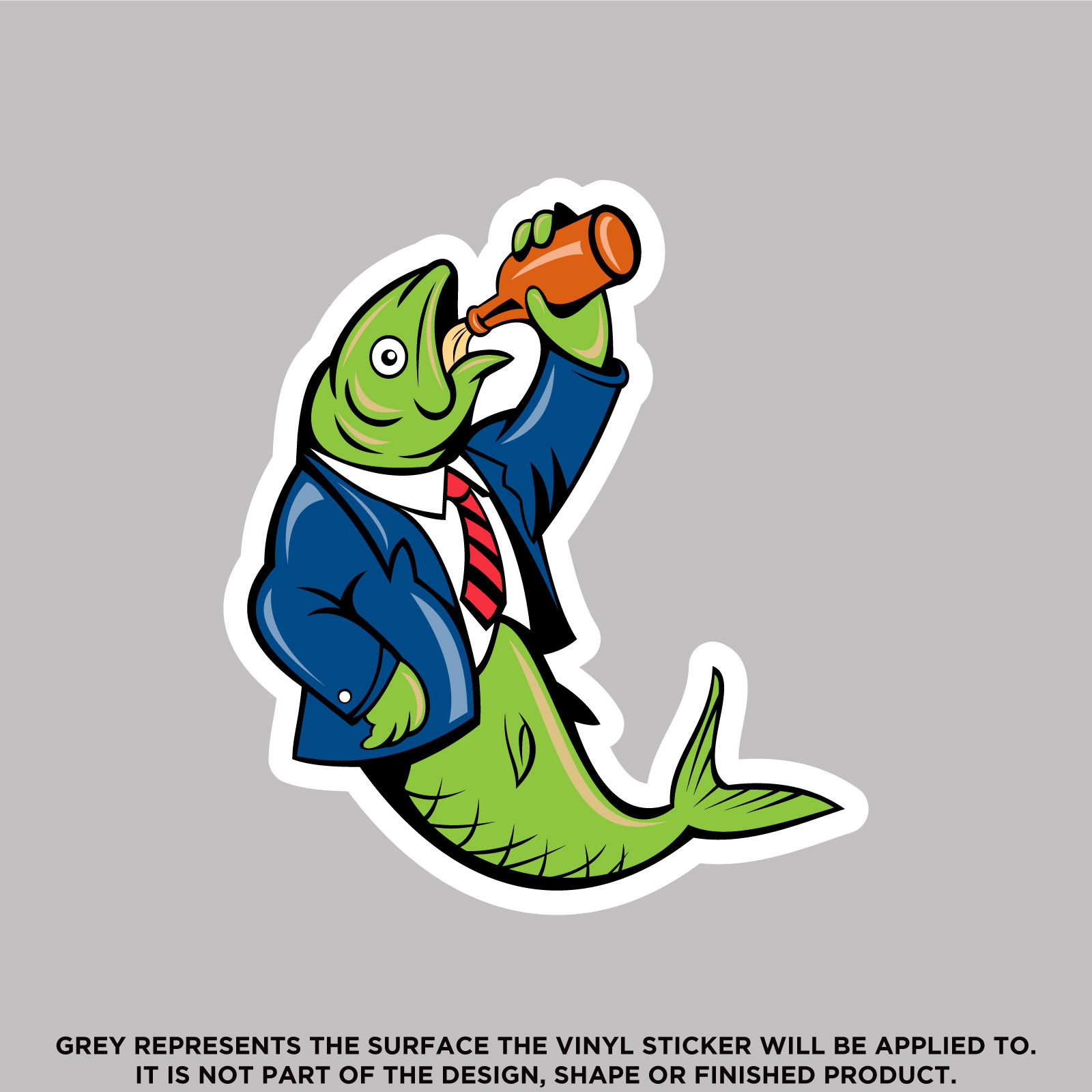 Fish Drinking Beer, High Quality Vinyl Stickers