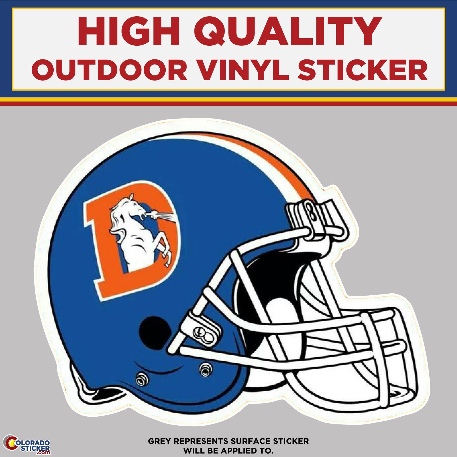 Denver Bronco Throwback Helmet, High Quality Vinyl Stickers