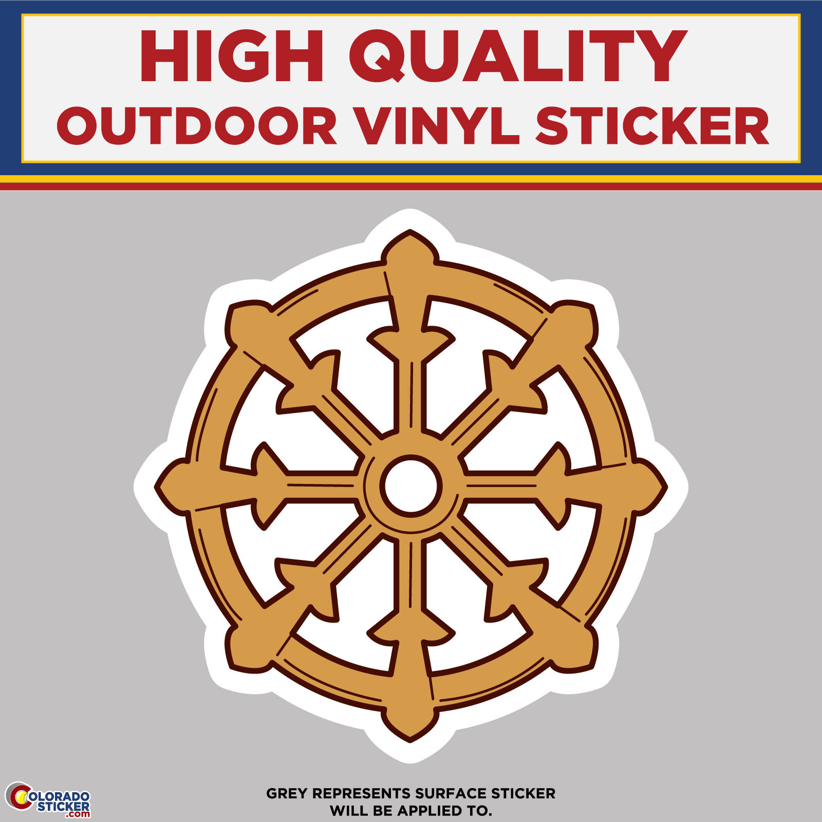 Buddhism Wheel Symbol, High Quality Vinyl Stickers