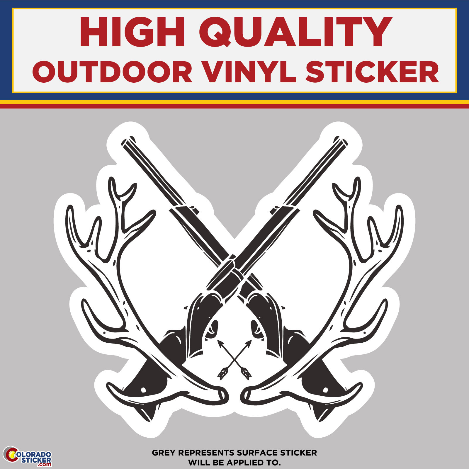 Antlers with Rifles, High Quality Vinyl Sticker Decals