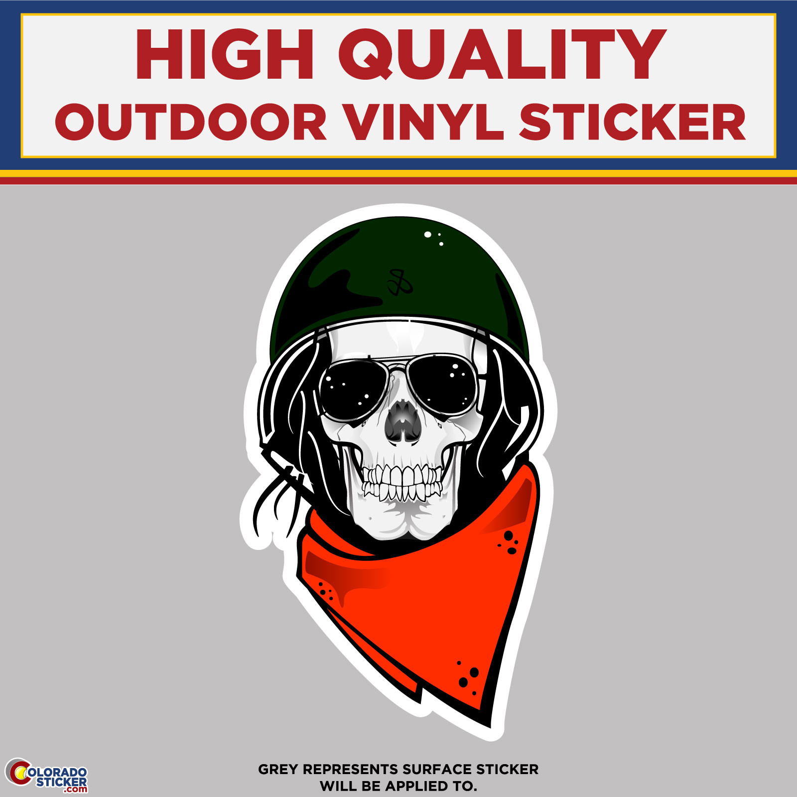 Rebel Skull With Helmet, High Quality Vinyl Stickers