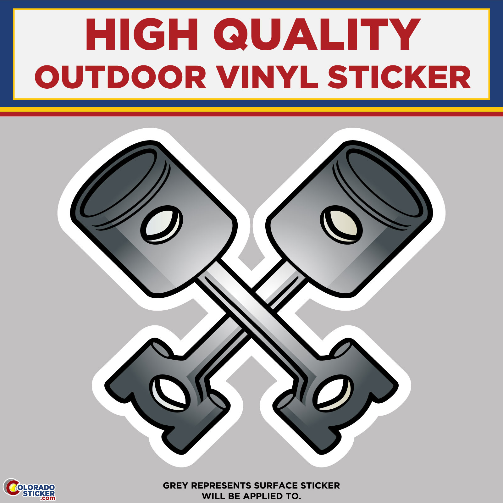 Crossed Engine Pistons, High Quality Vinyl Stickers