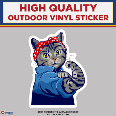 Cat Flexing, High Quality Vinyl Stickers