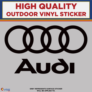 Audi Text with Logo Die Cut, High Quality Vinyl Stickers Decal Perfect ...