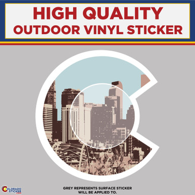 Downtown Denver Skyline & Colorado C, High Quality Vinyl Stickers ...