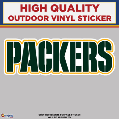 Packers Text, High Quality Vinyl Stickers