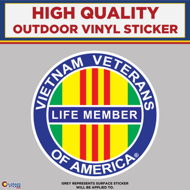 Vietnam Veteran Life Member, High Quality Vinyl Stickers Perfect for ...