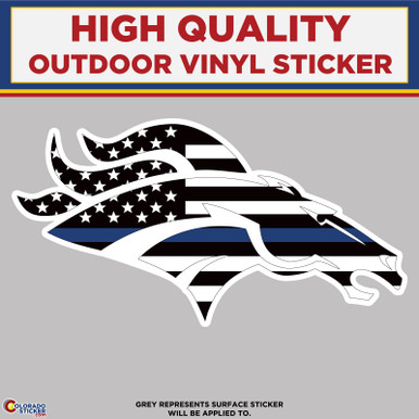 Broncos Thin Blue Line Horse Head, High Quality Vinyl Stickers Perfect ...