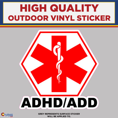 ADHD ADD Medical Alert, High Quality Vinyl Stickers Perfect for your ...