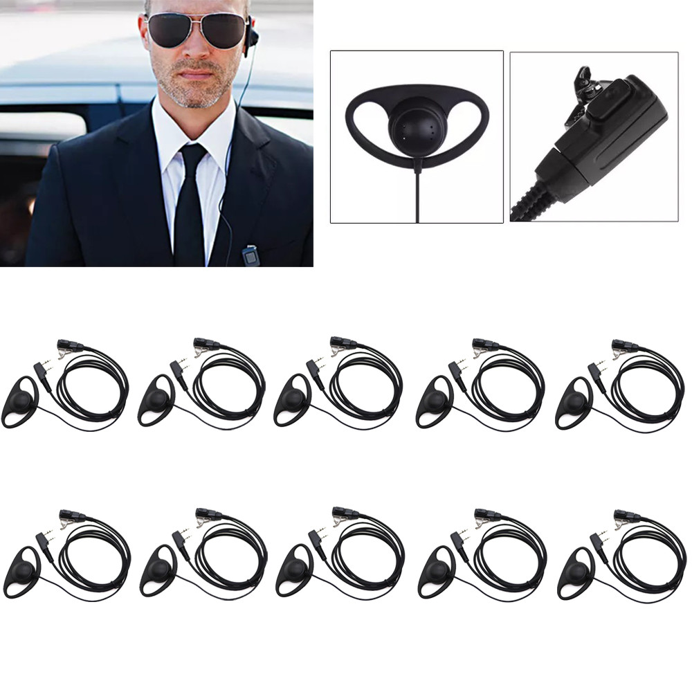 Buy 10 packs 2-Pin D Shape Walkie Talkie Headset Earphone | Clear and ...