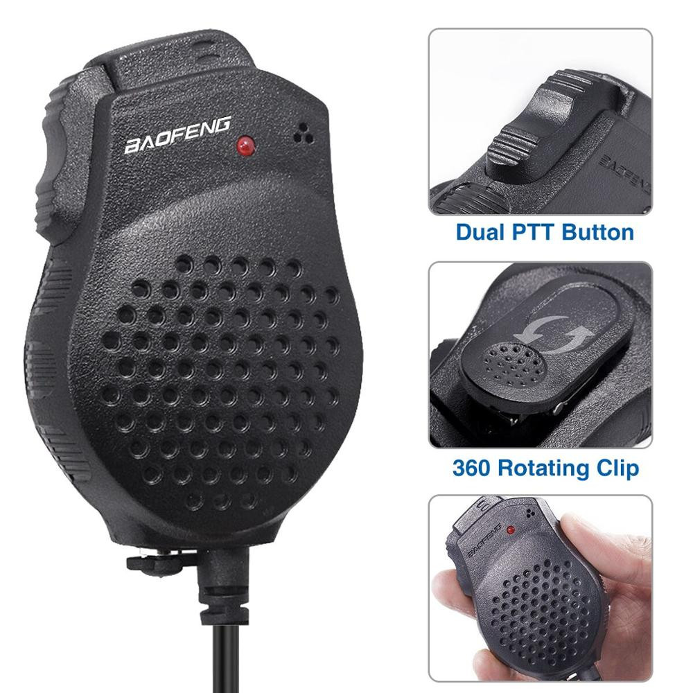 Portable Baofeng Mini Dual PTT Speaker Mic for UV-82/UV-82L/GT-5 Walkie ...