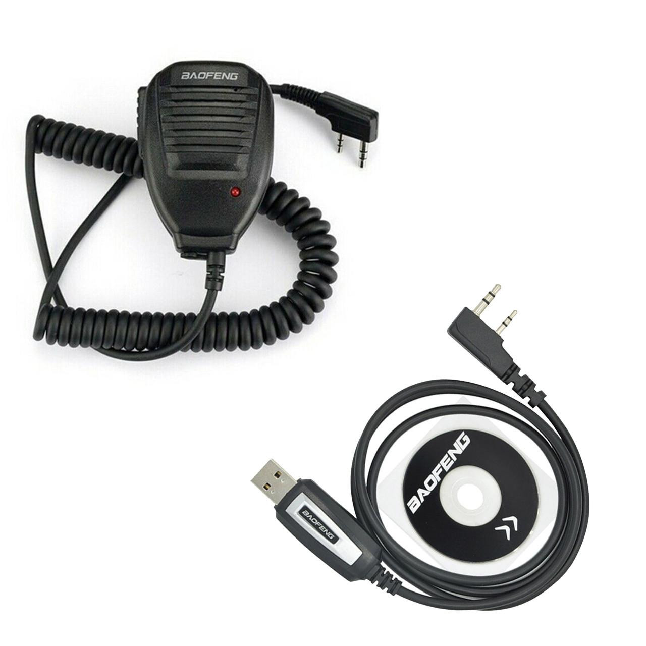 Original Baofeng USB Programming Cable + Baofeng PTT Speaker Mic for BF ...