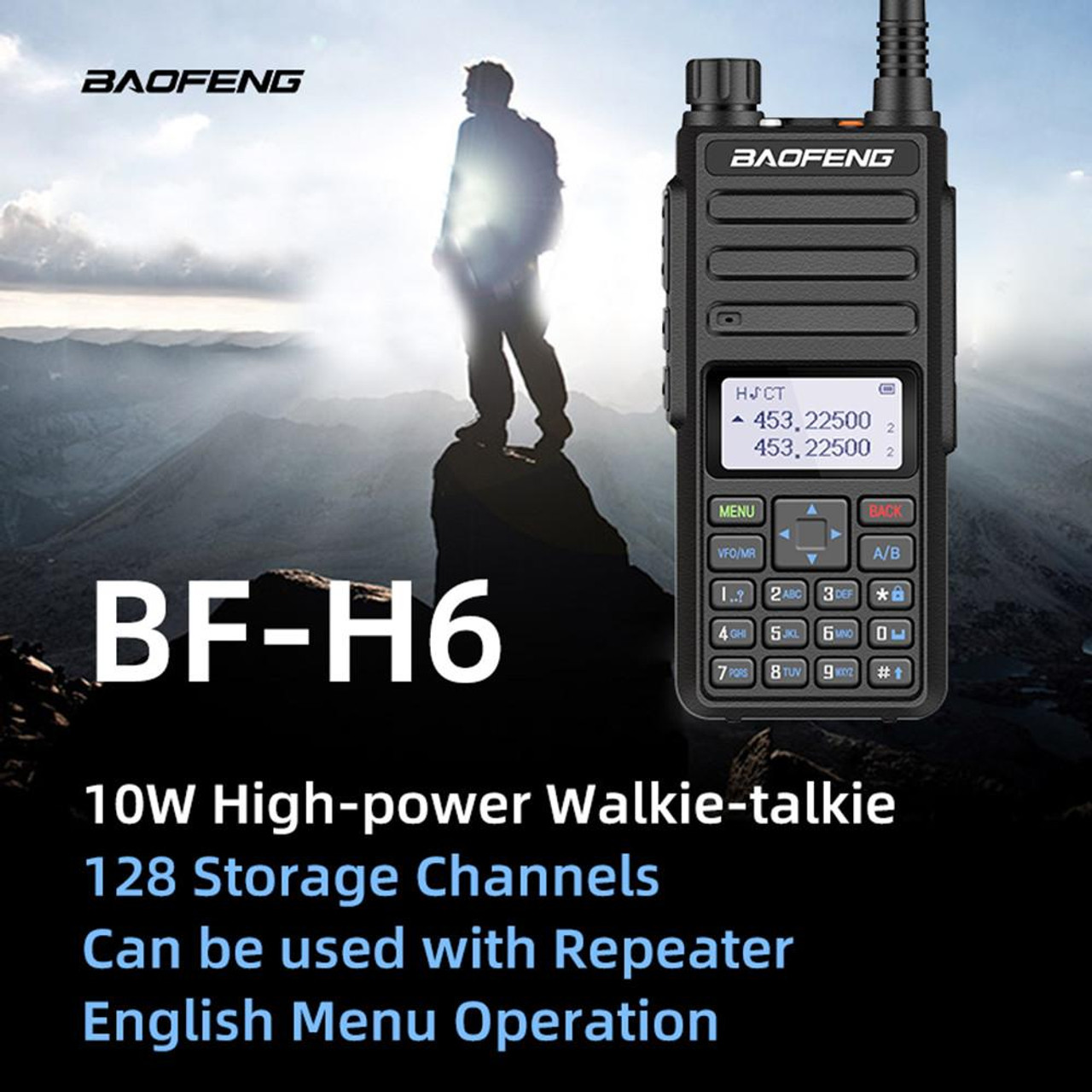 Baofeng BF-H6 10W High Power UHF/VHF Walkie Talkie Long Range Handheld + Programming Cable