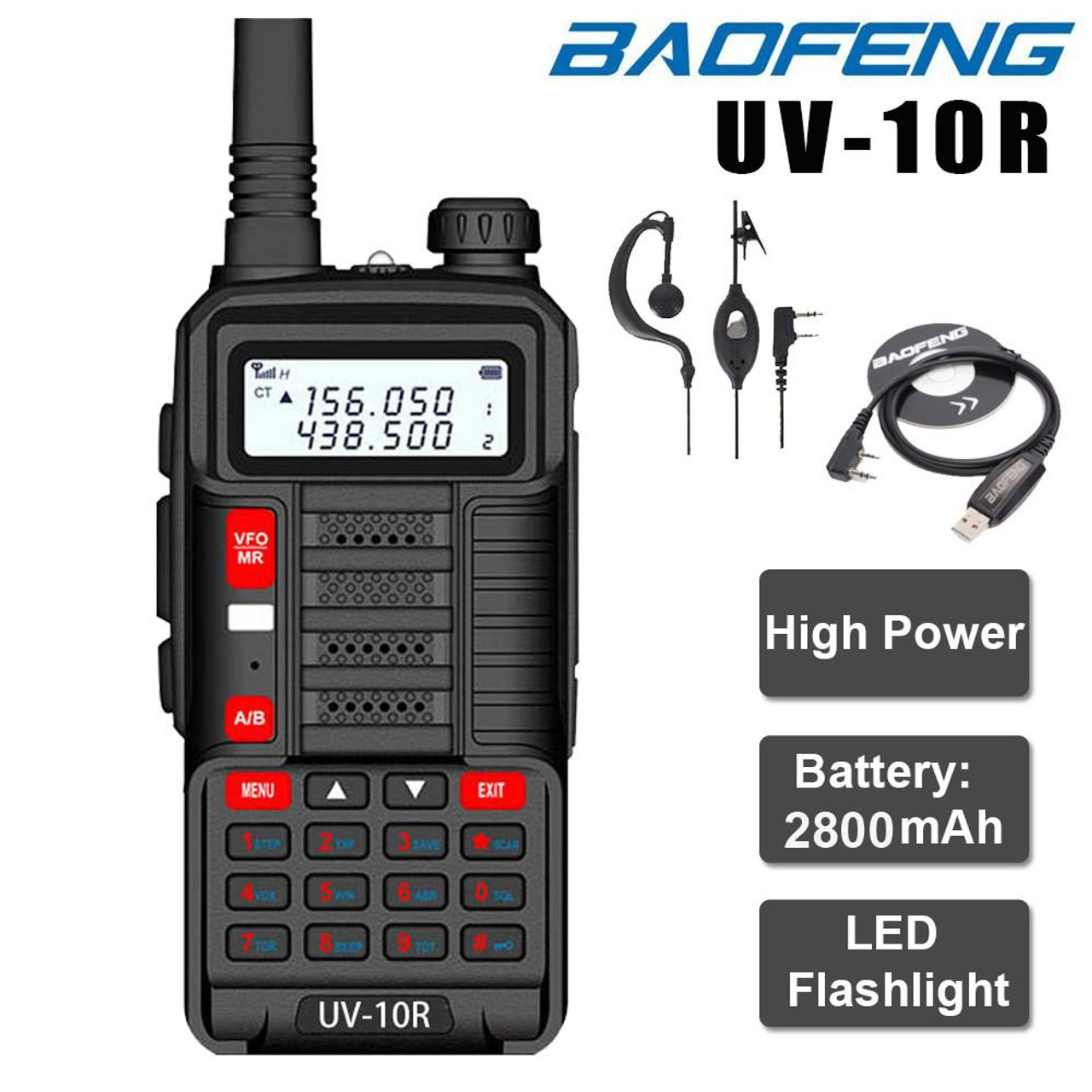 Baofeng UV-10R 10W Dual-Band Radio | High Power Ham Walkie Talkie