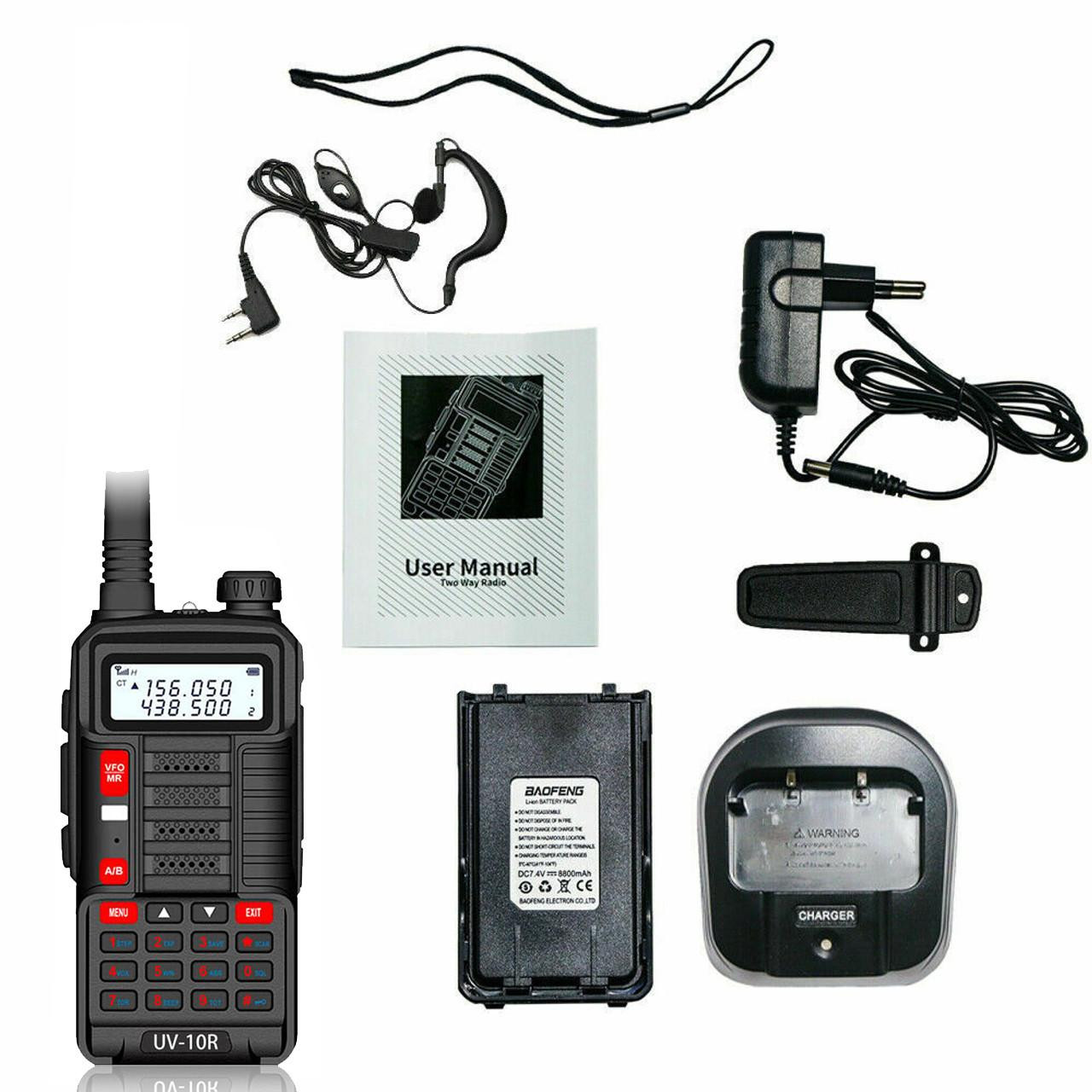 BAOFENG UV-10R 10W Dual-Band VHF/UHF 136-174/400-520MHz Walkie Talkies Long Range Two Way Radio ...