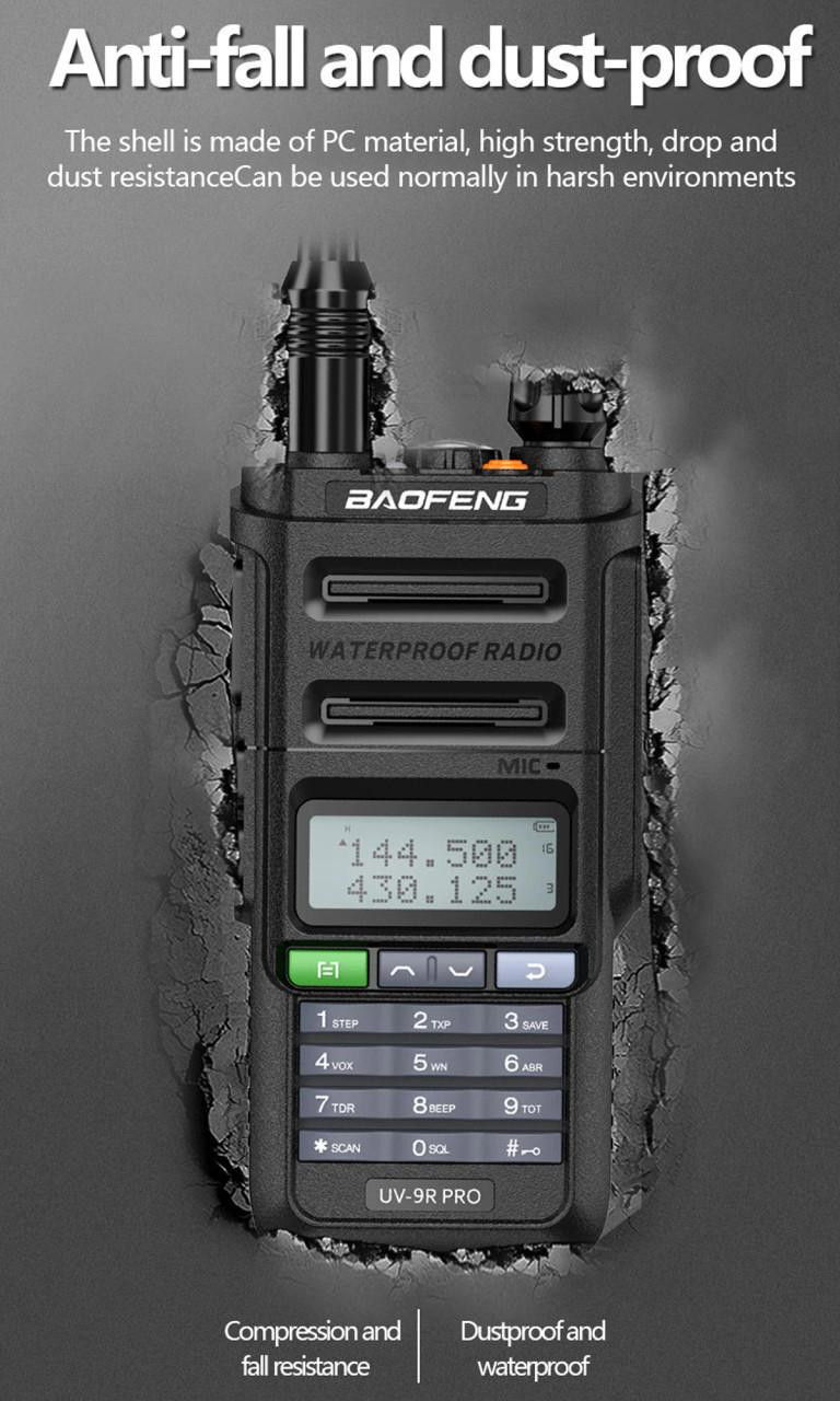UV-9R PRO IP68 Waterproof UHF/VHF Walkie Talkies Long Range Two Way + Waterproof Speaker Mic ...