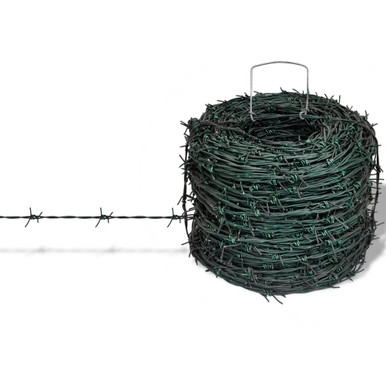 vidaXL Barbed Wire Entanglement Wire Green Wire Roll 100 m