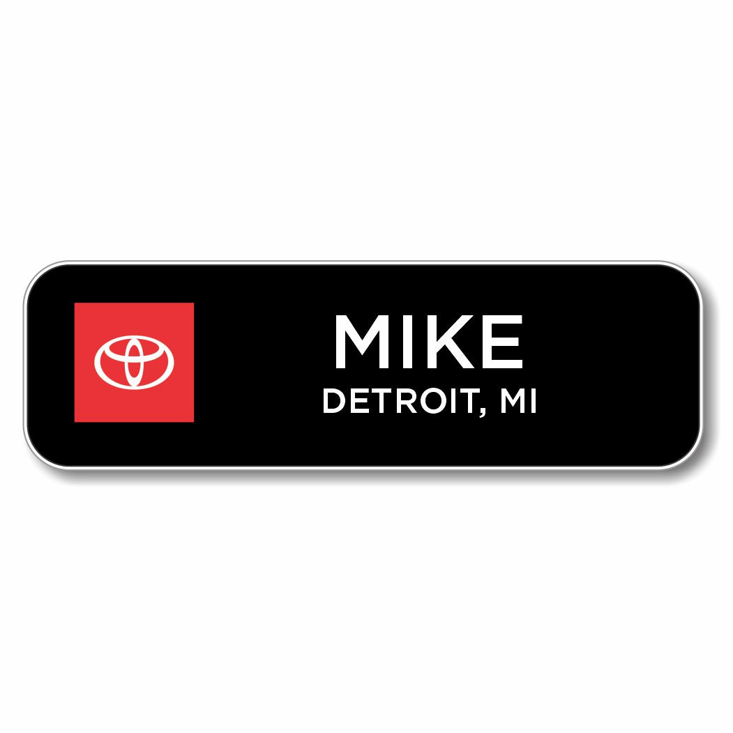Toyota Current Logo Icon only 3.25" x 1" Black Name Badge