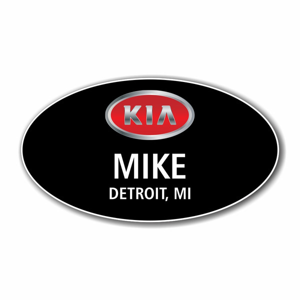 Kia Black Oval Name Badge
