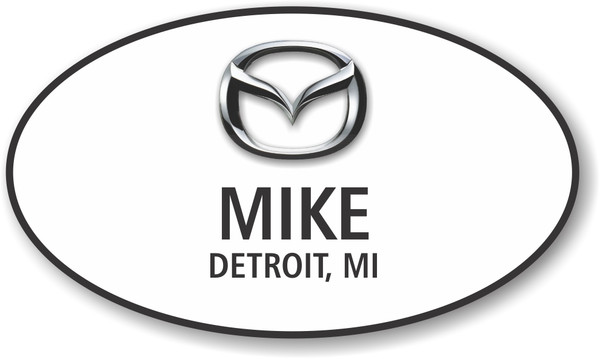 Mazda White Oval Name Badge - Mazda White Oval Name Badge
