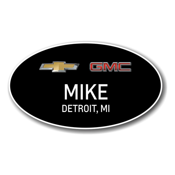 Chevrolet GMC Black Oval Name Badge