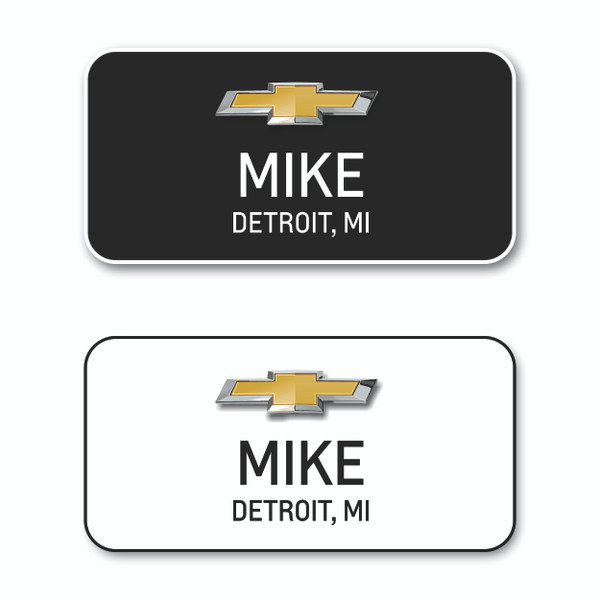 Chevrolet 3" X 1.5" Name Badge Combination Pack 1 Black Badge & 1 White ...