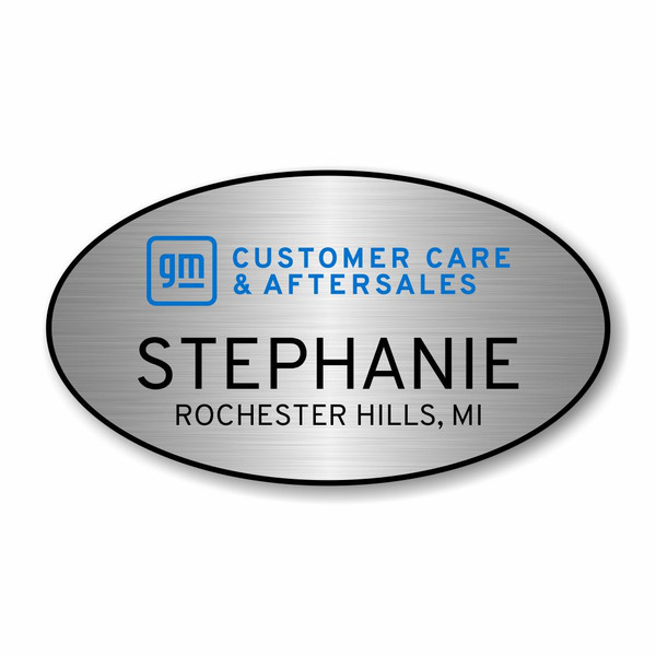 GM Customer Care and Aftersales Black Oval Name Badge