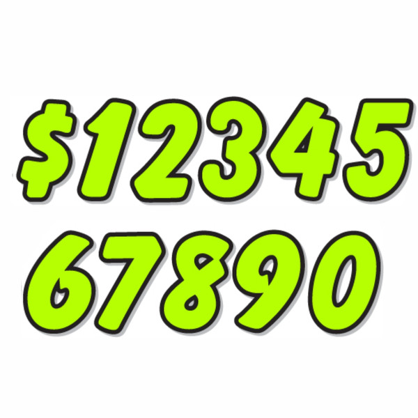 Chartreuse Die Cut Numbers (Sold in packs of 12)