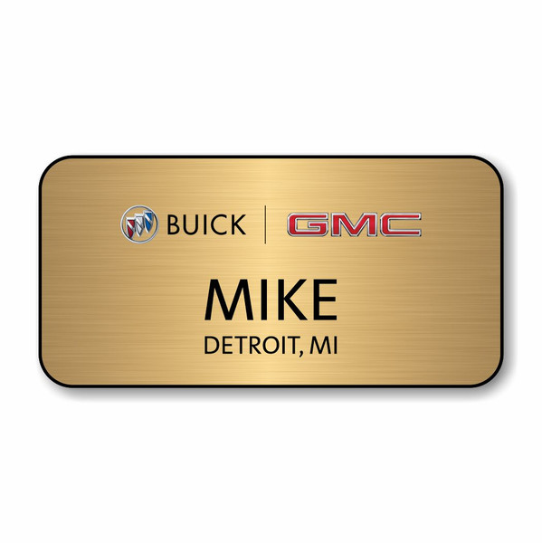 Buick GMC Gold 3" x 1.5" Name Badge