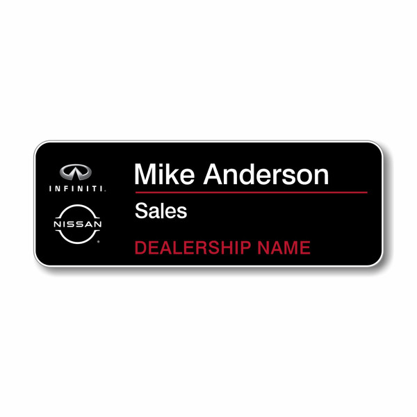 Infiniti Nissan 3" x 1.125" Black Name Badge