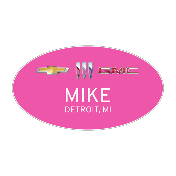 Chevrolet Buick GMC 2023 Pink Oval Name Badge