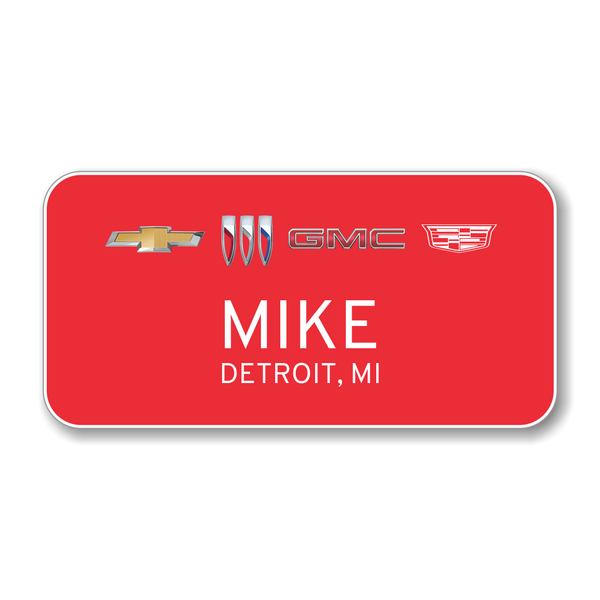 GM 4 Brand 2023 Red 3" x 1.5" Name Badge