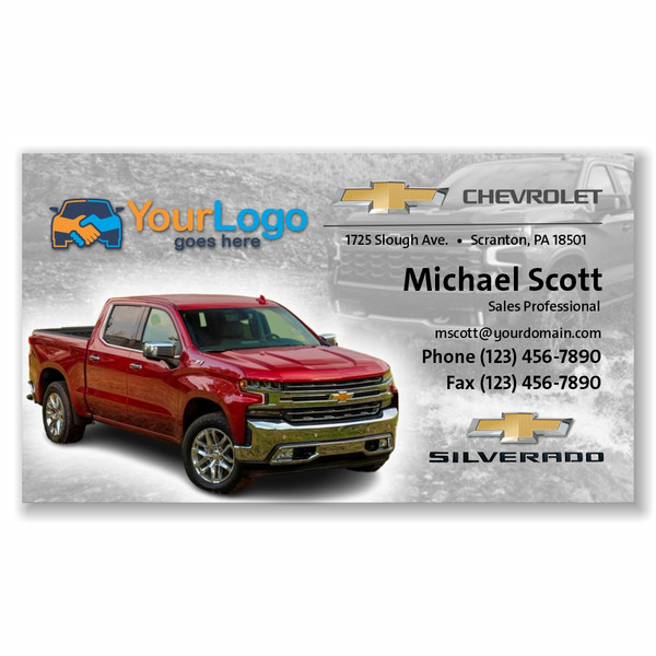 Chevrolet Red Silverado Business Cards - Motor City Badge