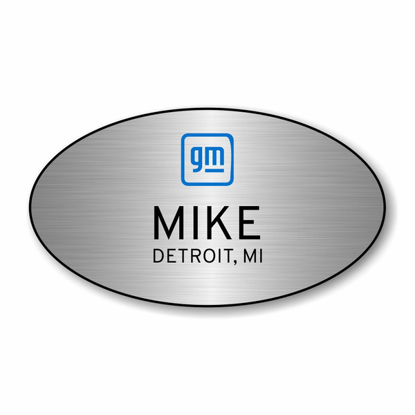 General Motors Silver Oval Name Badge