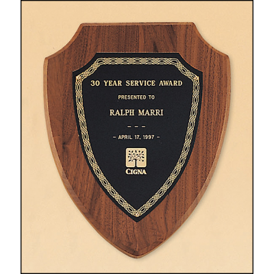 American Walnut Shield Plaque with a Black Brass Plate P34 - Motor City ...