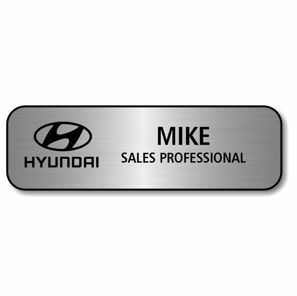 Hyundai Full Logo 3.25" x 1" Silver Name Badge
