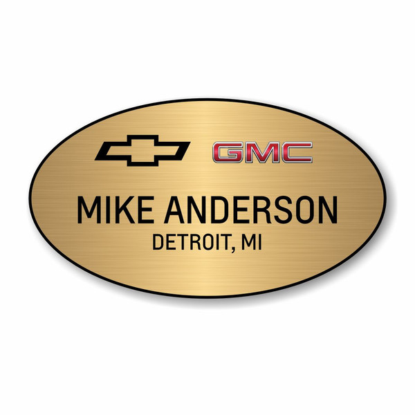 Monochrome Chevrolet GMC Gold Oval Name Badge