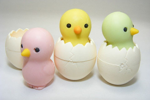 Baby Chick Erasers in Egg, Set of 3 - Little Obsessed