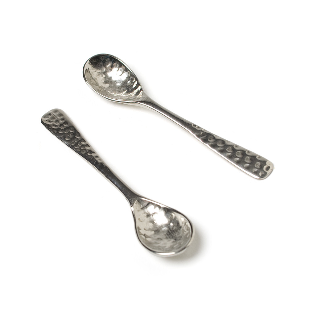 Tiny Hammered 2.5" Silver Metal Spoons, Set of 2 - Little Obsessed