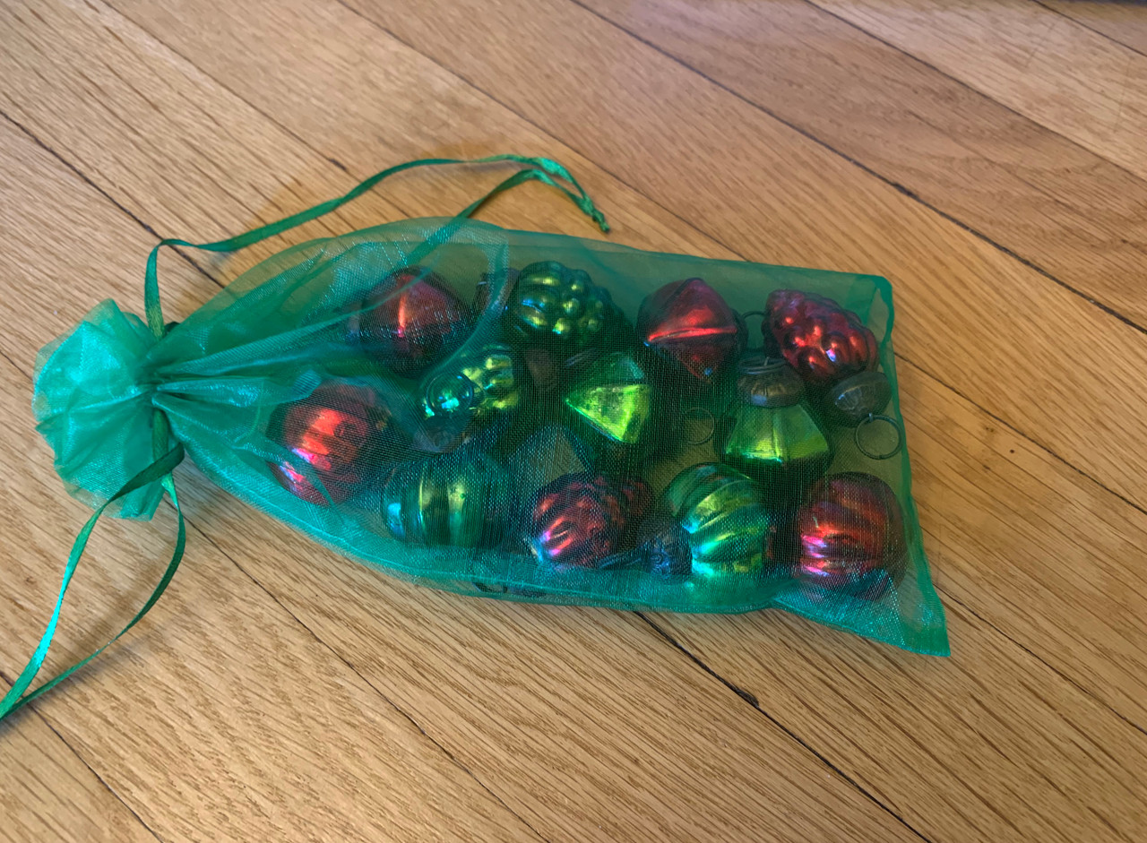 Embossed Red & Green Mini Mercury Glass Ornaments, Set of 12 - Little ...