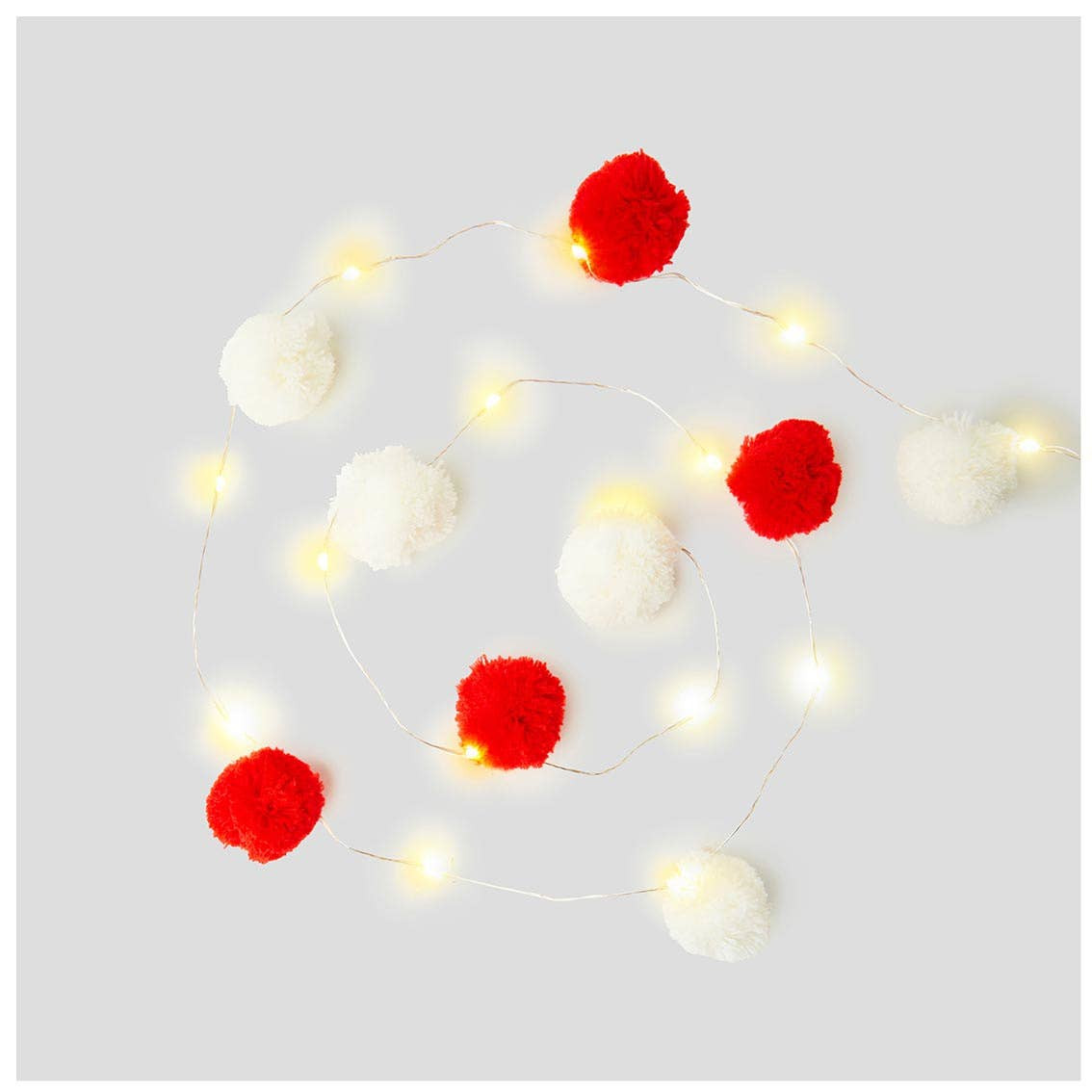 Red & White Pom-Pom String Lights - Little Obsessed