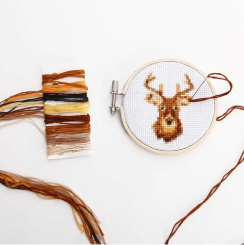 Mini Cross Stitch Embroidery Deer Kit - Little Obsessed