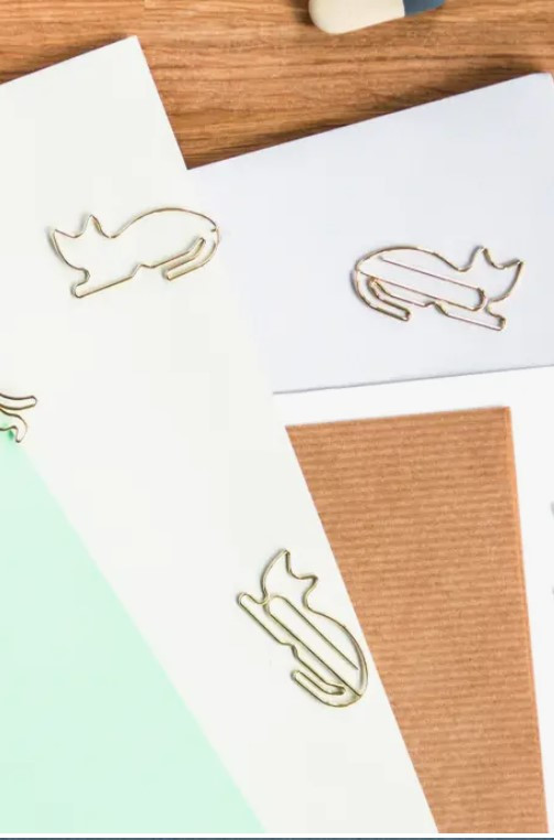 Gold Cat Paper Clips, Set of 5 - Little Obsessed