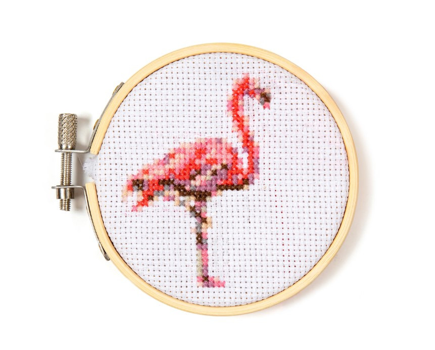 Mini Cross Stitch Embroidery Flamingo Kit - Little Obsessed