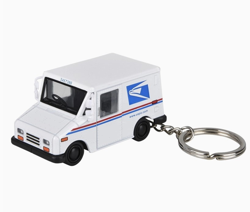 2.5" Diecast Pull Back Mini Postal Truck Keychain - Little Obsessed