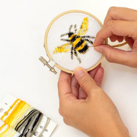 Mini Cross Stitch Embroidery Bee Kit - Little Obsessed